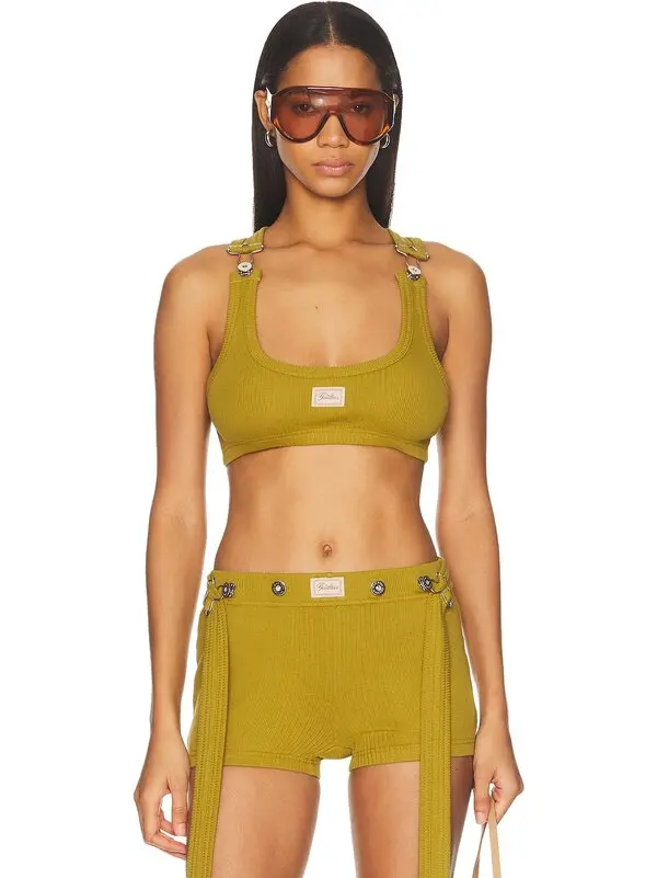 JEAN PAUL GAULTIER Cotton Ribbed Bra Top - Green