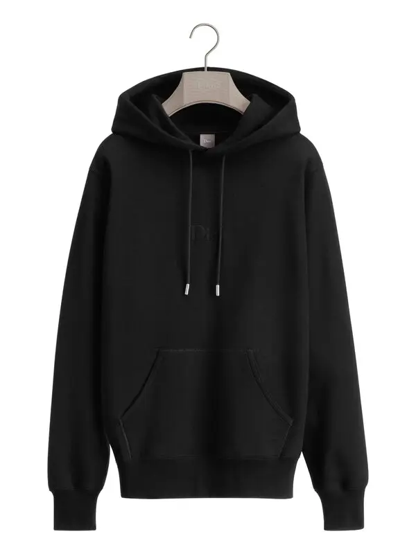 Dior Relaxed Fit Hooded Sweatshirt With Embroidery - Black Cotton Fleece