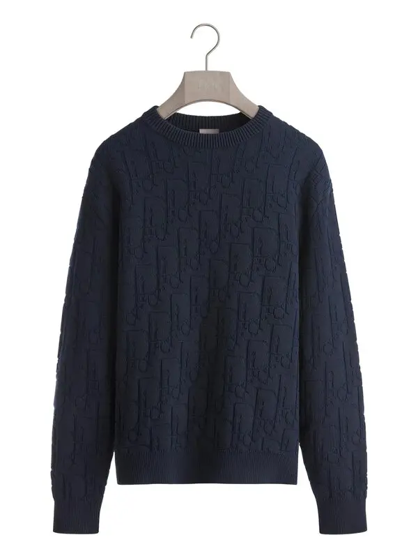 Dior Crewneck Sweater - Navy Blue Cotton-blend Jersey
