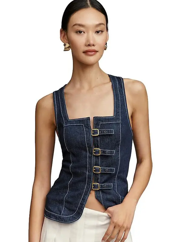 Anthropologie Denim Hardware Tank Top - Dark Denim
