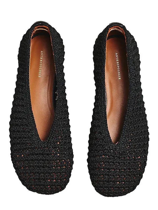 Anthropologie Woven Crochet Ballet Flats - Black