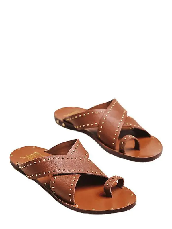 Beek Curlew Cross Strap Slide Sandals - Tan