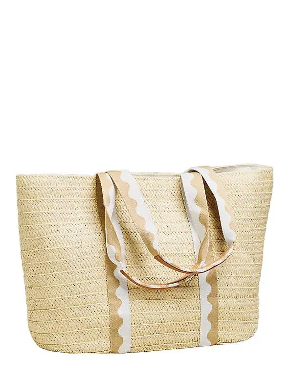 SHIRALEAH Marbella Straw Tote - Tan
