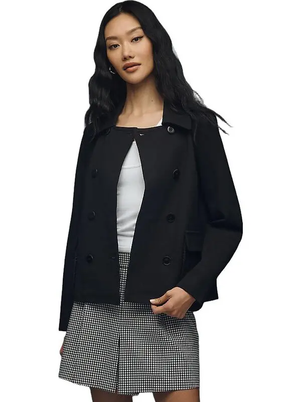 Maeve Double-breasted Knit Blazer Jacket - Black Onyx