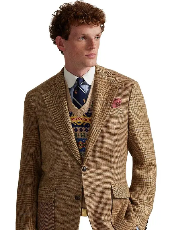 Ralph Lauren The Rl67 Patchwork Linen-blend Jacket - Brown/tan