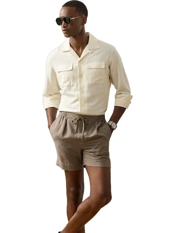Ralph Lauren Silk-linen Drawstring Short - Taupe