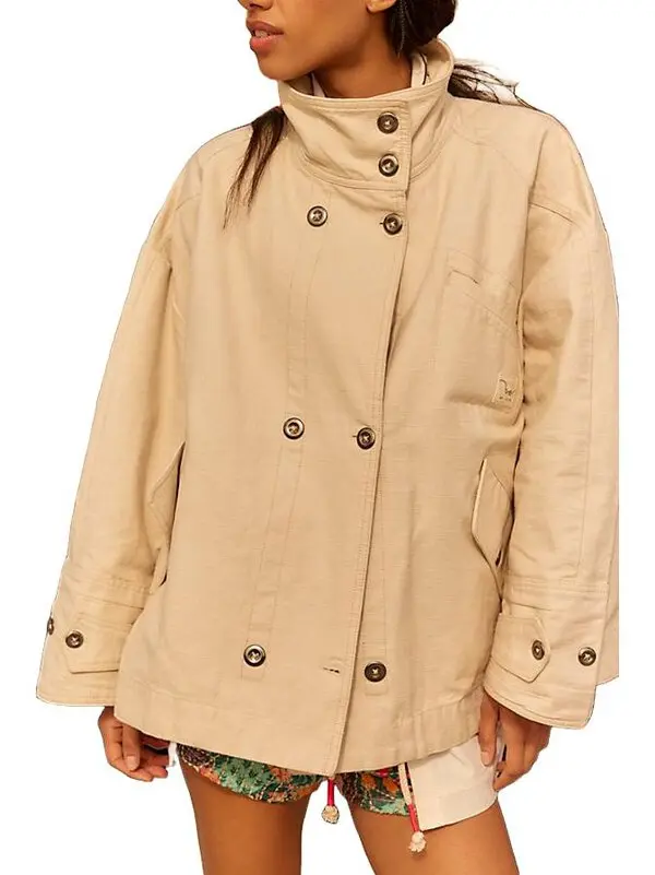 Free People We The Free Collins Washed Canvas Jacket - Almond Flour