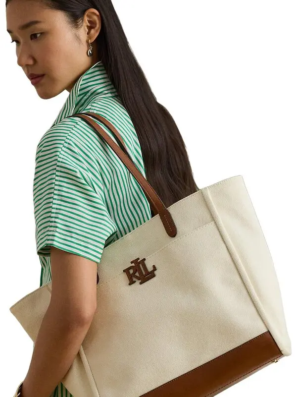 Ralph Lauren Canvas Cameryn Large Tote Bag - Natural/lauren Tan