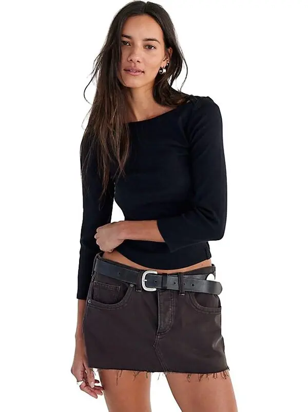 Free People We The Free Lainey Low-rise Denim Mini Skirt - Chocolate