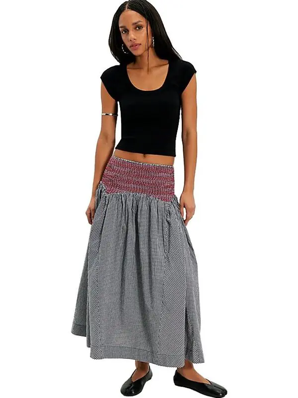DAMSON MADDER Layla Godet Midi Skirt - Black