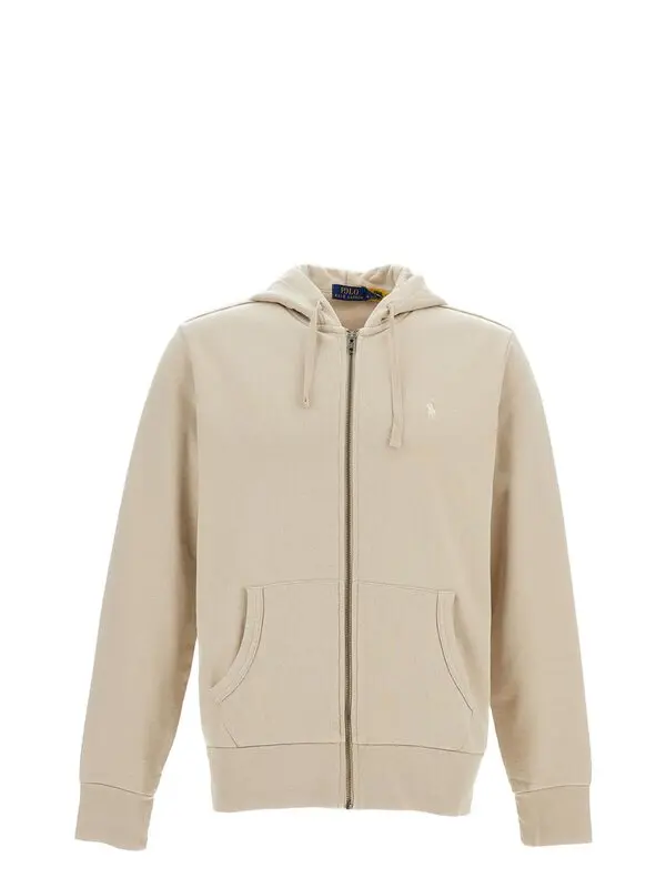 Polo Ralph Lauren Hooded Zip-up Sweatshirt - Beige