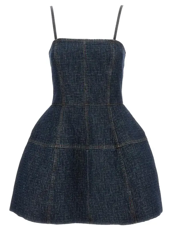 Fendi Ff Denim Dress - Blue