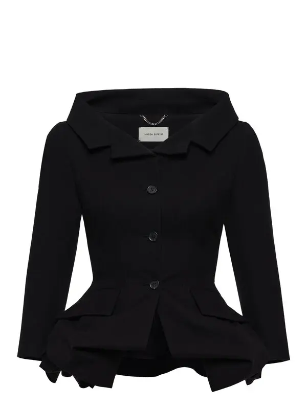 Magda Butrym Portrait Neck Cotton Jacket - Black
