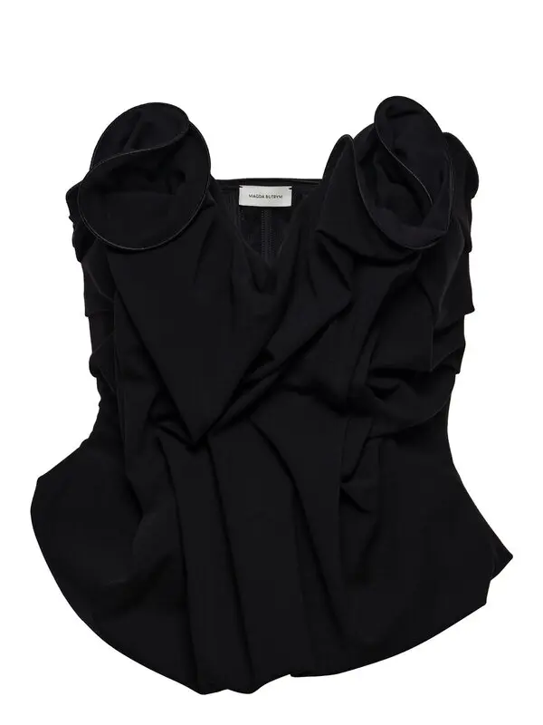 Magda Butrym Sweetheart Neck Wool Corset Top - Black