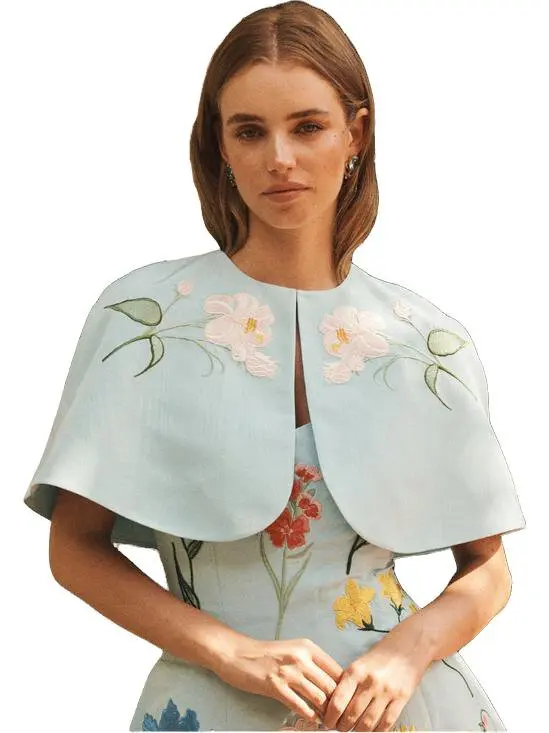Mestiza New York Promenade Embroidered Capelet - Blue
