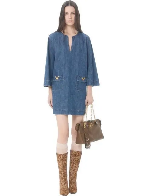 Valentino Garavani Denim Chambray Dress - Blue