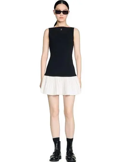 Sandro Two-tone Mini Dress - Black