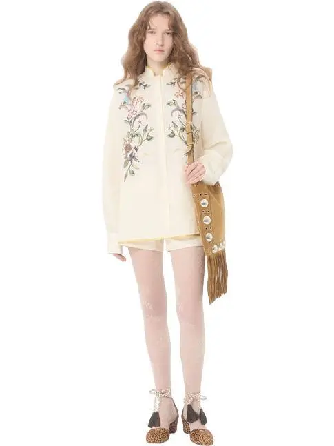 Valentino Garavani Embroidered Linen Shirt - Neutral