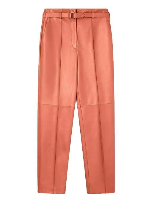 Giorgio Armani Nappa Lambskin Straight-leg Trousers - Orange