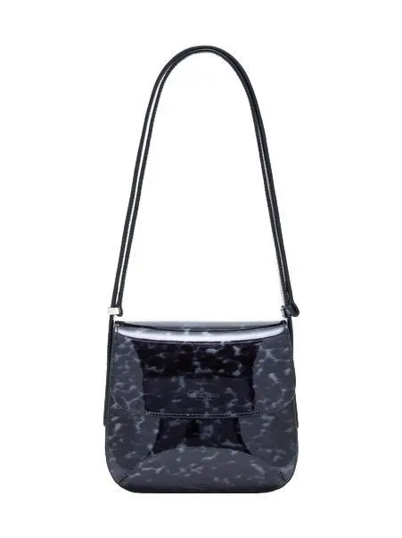 Giorgio Armani La Prima Bag In Tortoiseshell Patent Leather - Black