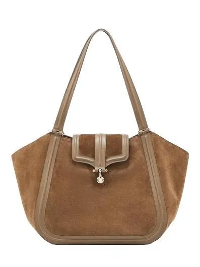 Giorgio Armani Suede And Leather Tote Bag - Gold