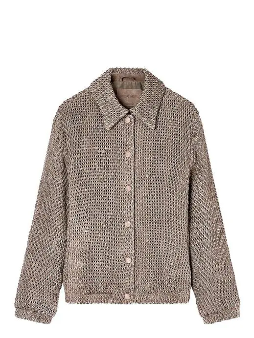 Giorgio Armani Woven Lambskin Suede Blouson - Brown