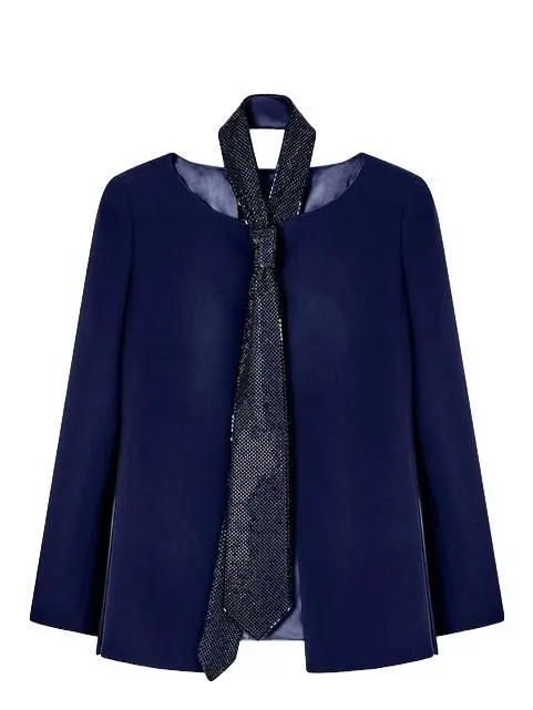 Giorgio Armani Silk Cady Jacket With Embroidered Tie - Red