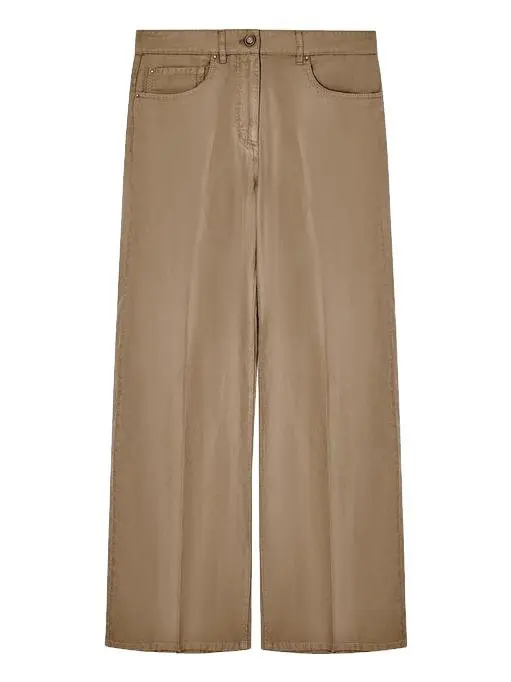 Giorgio Armani Cupro And Linen Denim Trousers - Brown