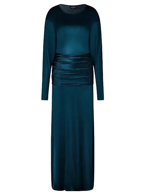 Giorgio Armani Long Viscose Jersey Dress With Rhinestones - Green