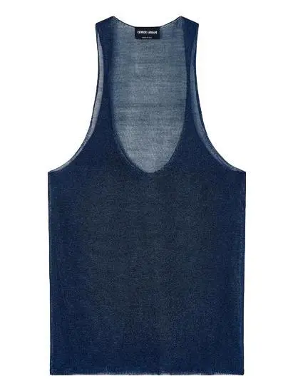 Giorgio Armani Viscose Lurex Top - Blue