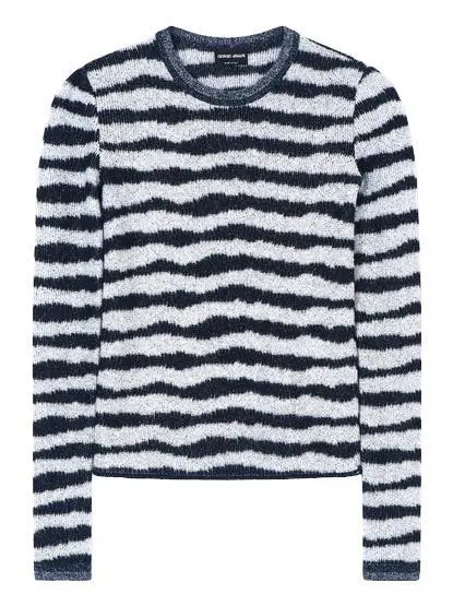 Giorgio Armani Striped Cashmere And Silk Jumper - Blue / White