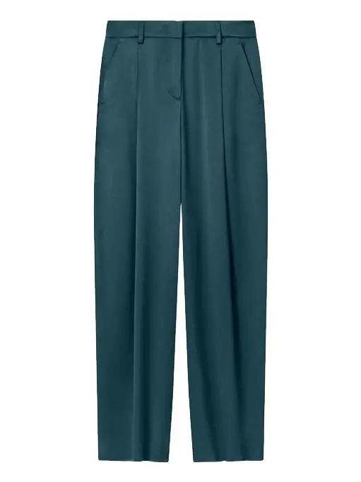 Giorgio Armani Silk Double Satin Single-pleat Trousers - Green