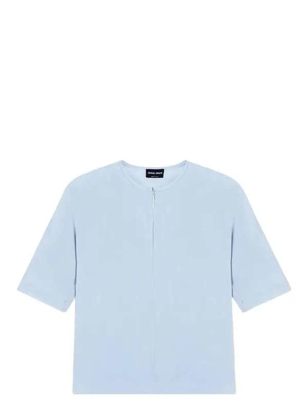 Giorgio Armani Short-sleeved Cupro Shirt - Natural