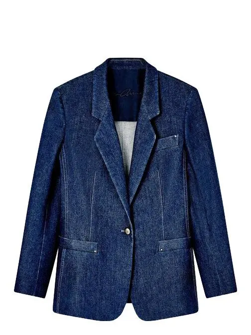 Giorgio Armani Denim Single-breasted Jacket - Blue