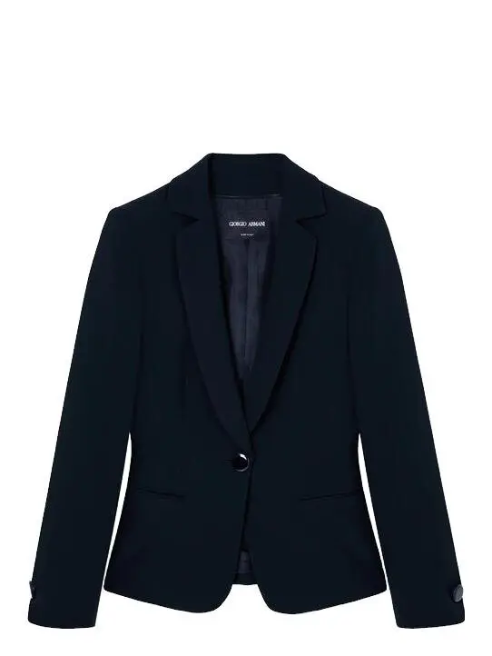 Giorgio Armani Single-breasted Silk-cady Jacket - Blue / Navy