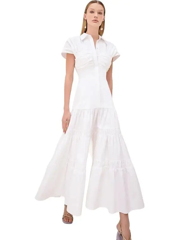 Alexis Carosini Tiered Midi Dress - White