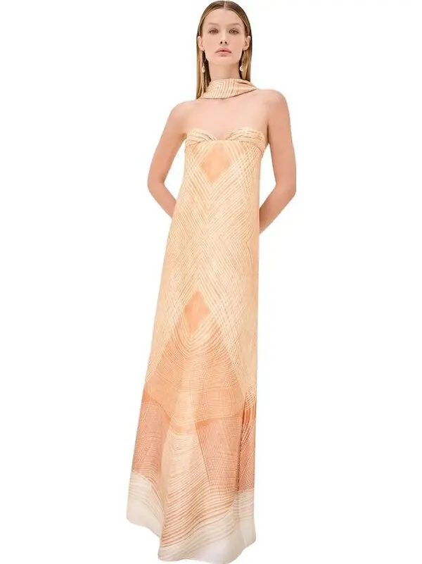 Alexis Dianne Strapless Maxi Dress - Orange