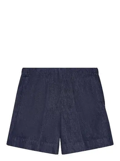 Emporio Armani 11 Oz. Denim Shorts With Waistband Detail - Blue