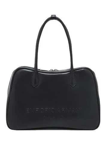 Emporio Armani Eagle Club Capsule Collection Soft Leather Shoulder Bag - Black