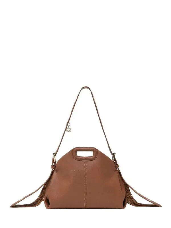 Maje Grained Leather Miss M Bag - Brown