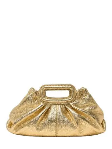 Maje Metallic Leather Mini Clutch - Gold