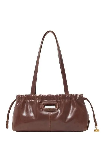 Maje Vintage Leather Milpli Gazette Bag - Brown