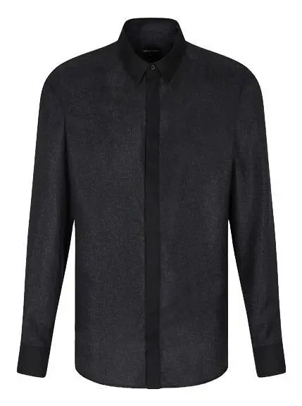 Giorgio Armani Giorgios Shirt In Silk Twill With A Diagonal Print - Black
