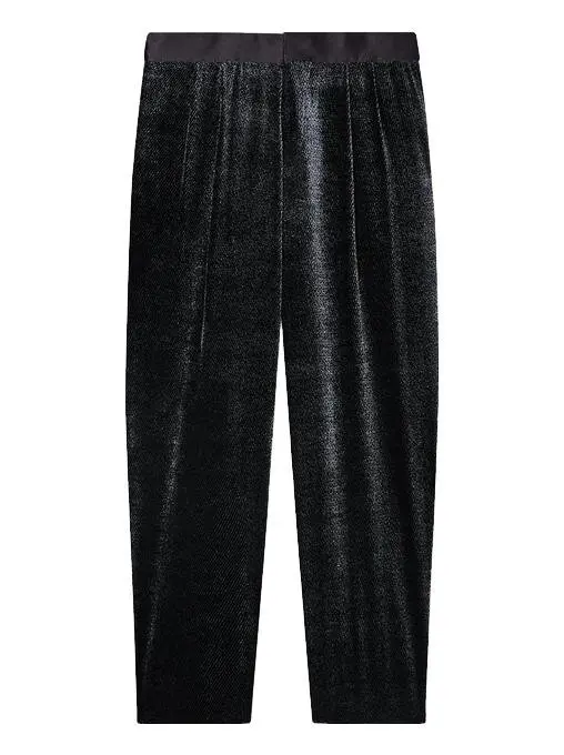 Giorgio Armani Double-pleat Devoré Velvet Trousers - Blue