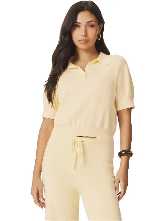 Splendid Christa Polo Short Sleeve Sweater - Yellow