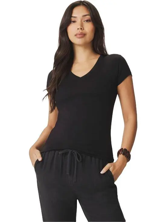Splendid Josie Stretch V-neck Tee - Black