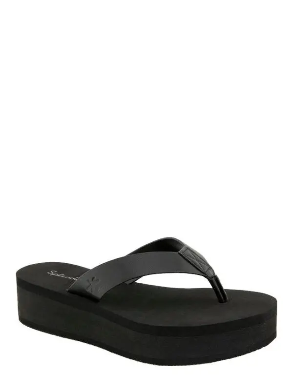 Splendid Quintana Leather Platform Flip Flops - Black