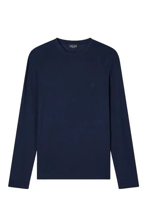 Giorgio Armani Stretch-modal Crew-neck T-shirt - Blue