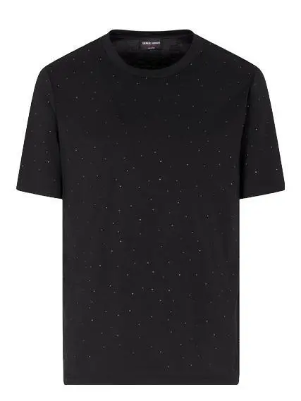 Giorgio Armani Giorgios Crew-neck T-shirt In Pima Cotton Jersey With Rhinestones - Black