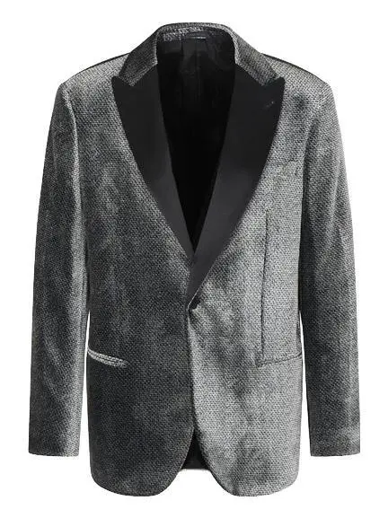 Giorgio Armani Giorgios Single-breasted Tuxedo Jacket In Micro Devoré Velvet - Black